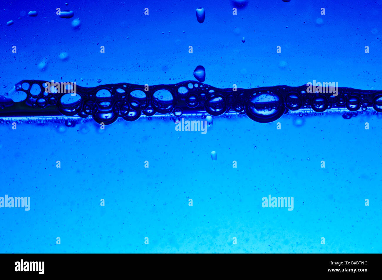 Blue wet water h20 liquid bubbles copy space. Nature. Natural. Eco ...