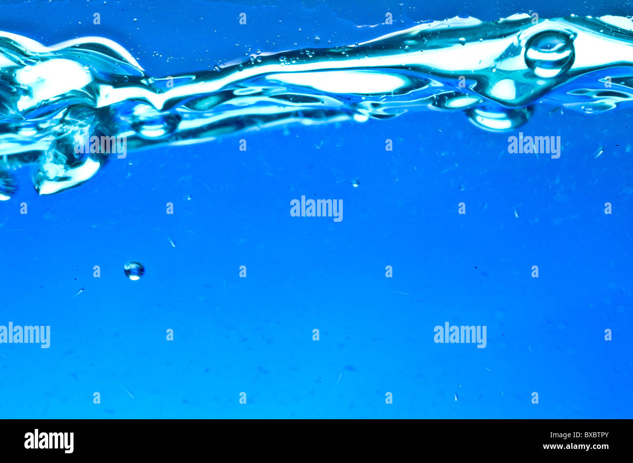 Blue wet water h20 liquid bubbles copy space. Nature. Natural. Eco ...