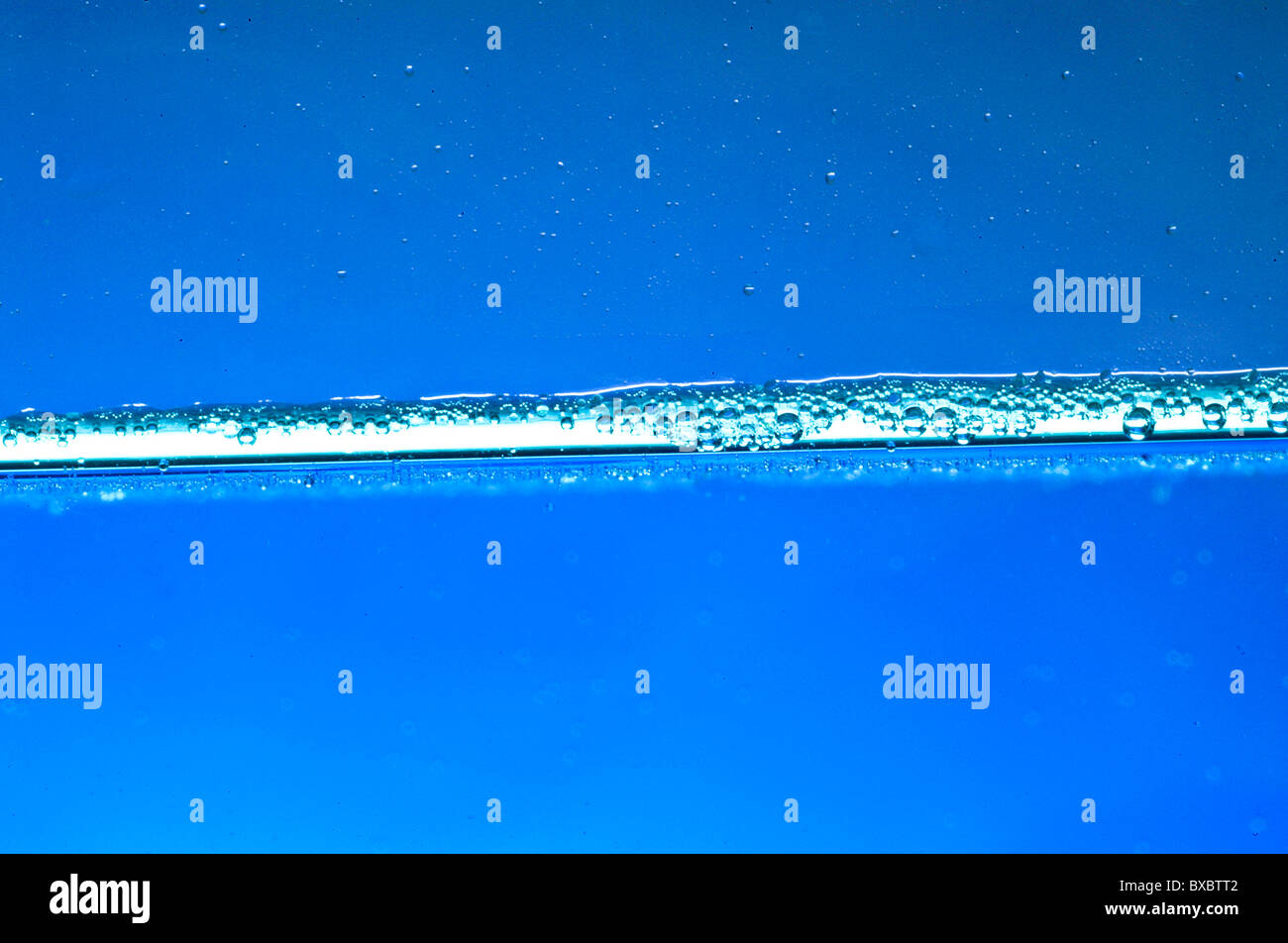 Blue wet water h20 liquid bubbles copy space. Nature. Natural. Eco ...