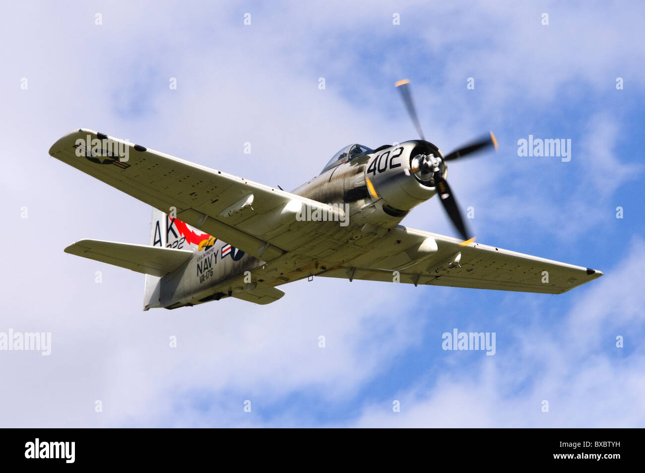 Douglas A-1D Skyraider (AD-4NA) in US Navy colours making a low flypast ...