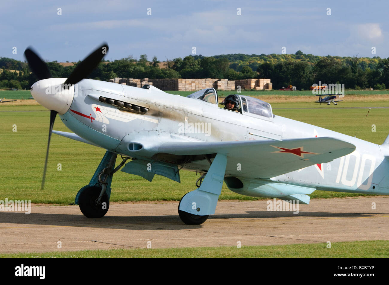 Yak-3UA russian fighter aircraft taxiing in after display at Duxford ...