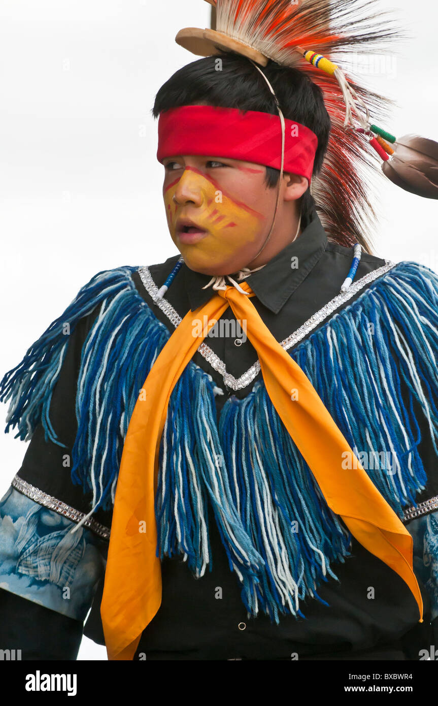Young boy in traditional regalia, Pow-wow, Blackfoot Crossing, Alberta ...