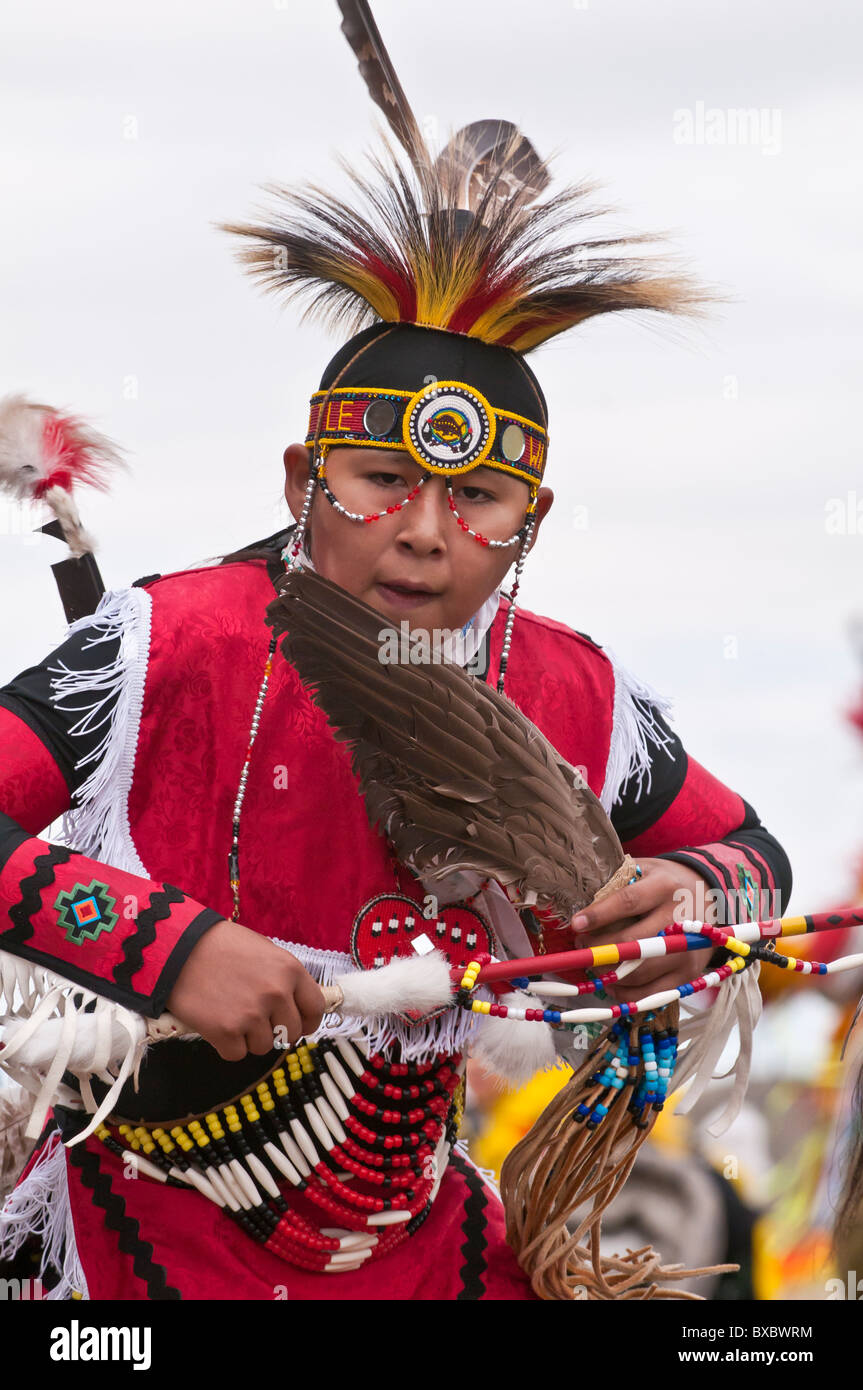 Young boy in traditional regalia, Pow-wow, Blackfoot Crossing, Alberta ...