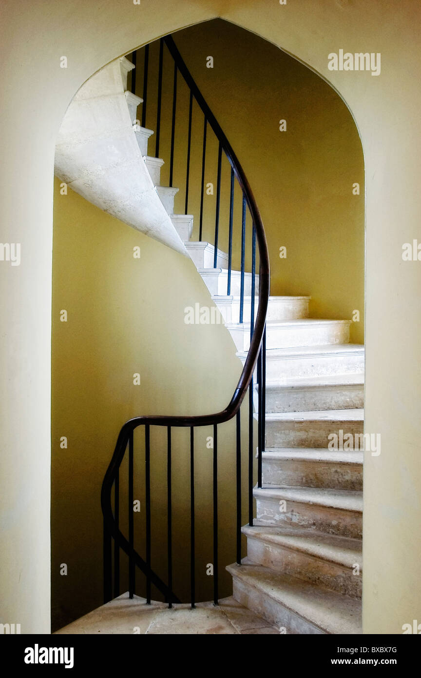 Photo shows part of the spiral staircase inside Haldon Belvedere, a ...