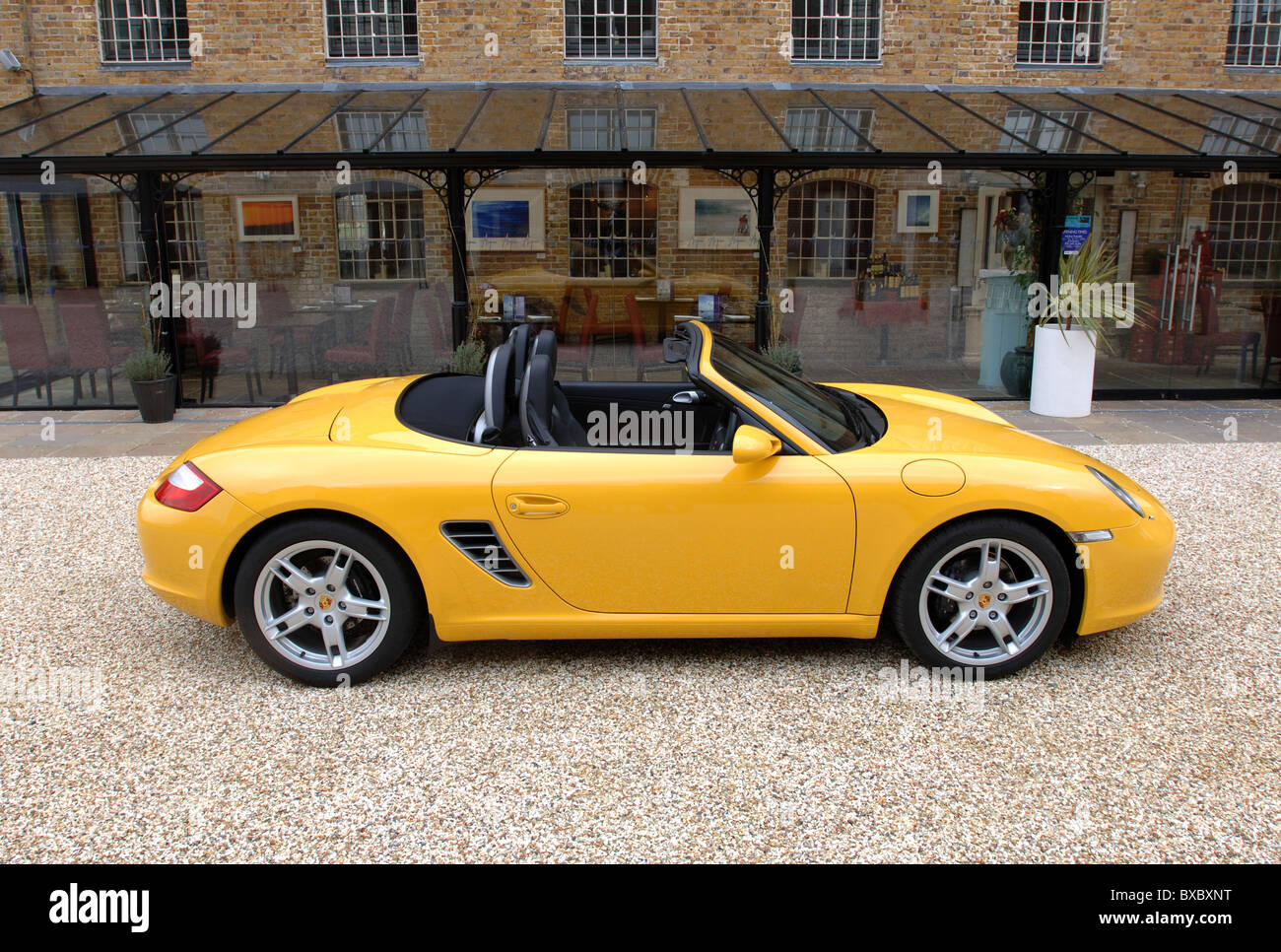 Porsche Boxster convertible sports car (2006 model) side view Stock ...