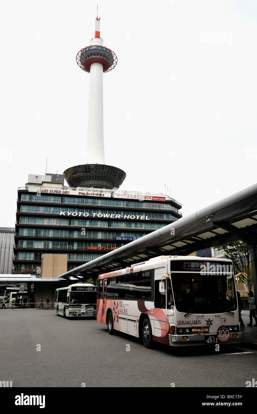 buses station and Kyoto tower, Japan Stock Photo - Alamy