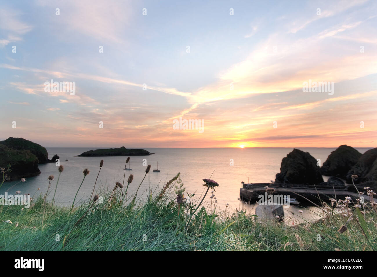 Atlantic Beach Cornwall England Rock Sea Dawn Stock Photo - Alamy