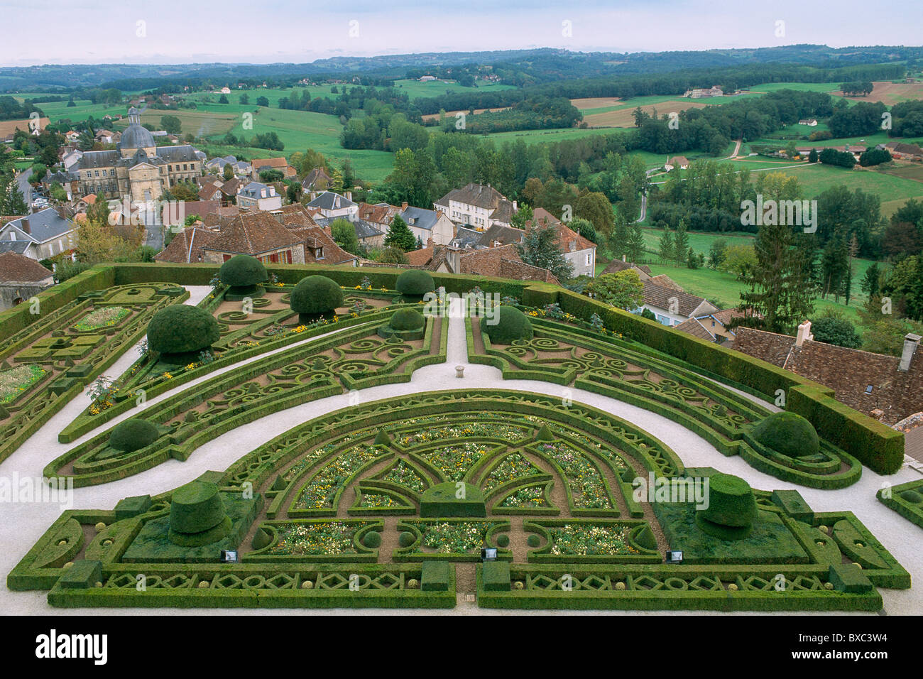 France, Perigord, Dordogne, Castle of Hautefort, The gardens Stock ...