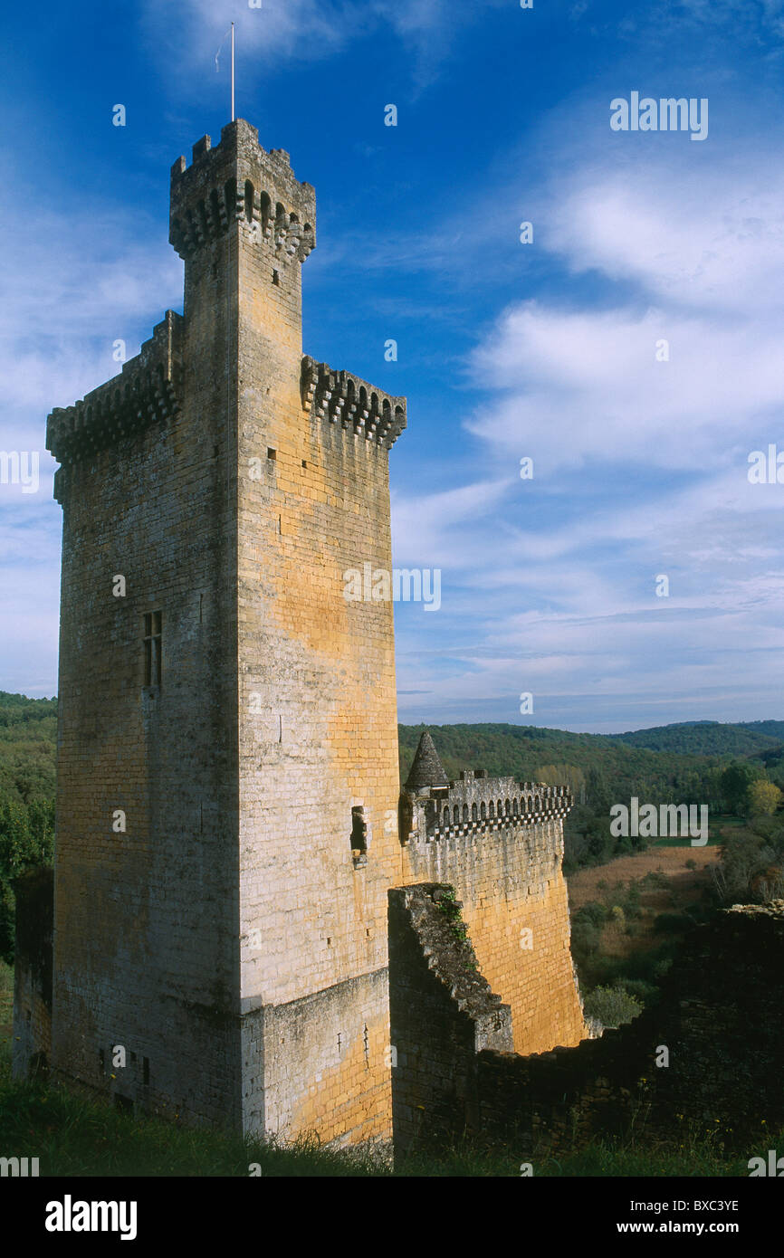 France, Perigord, Dordogne, Beune Valley, Commarque Castle Stock Photo ...