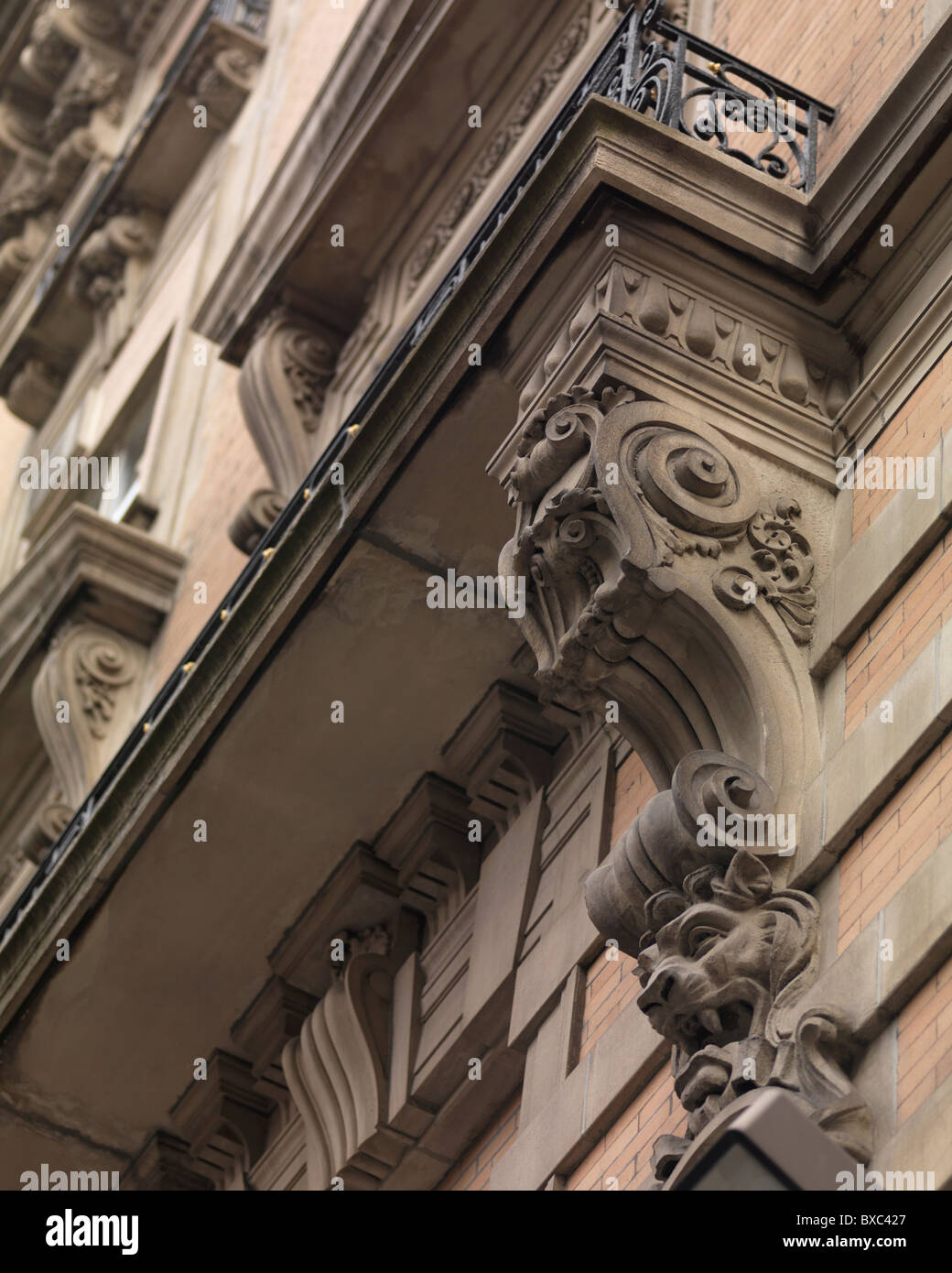 Decorative carvings on exterior of a building in Manhattan, New York ...