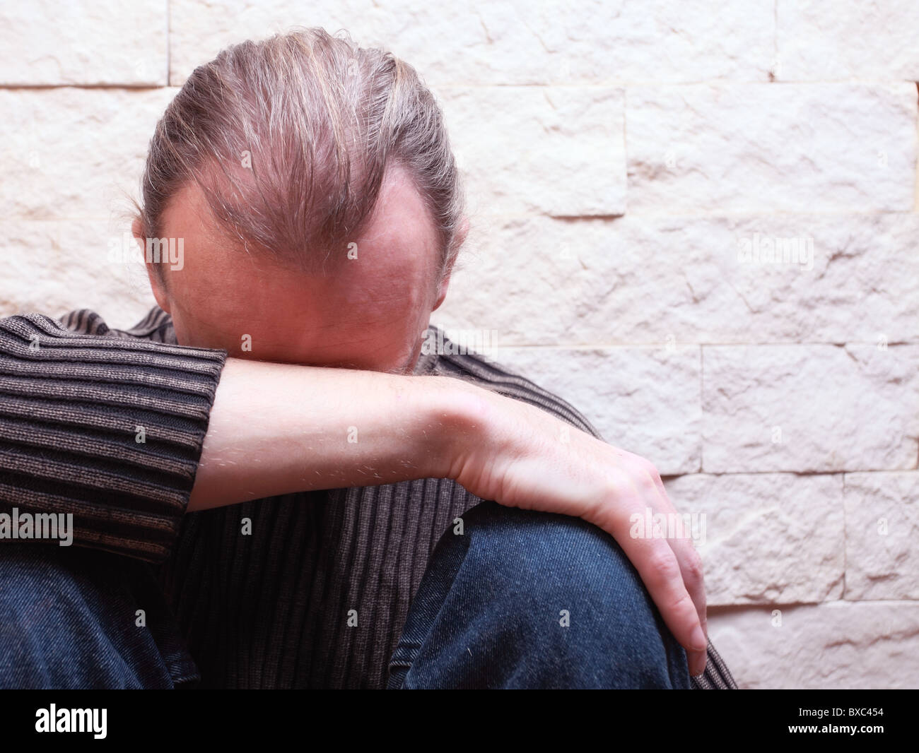 The thoughtful man anxious by problems Stock Photo - Alamy
