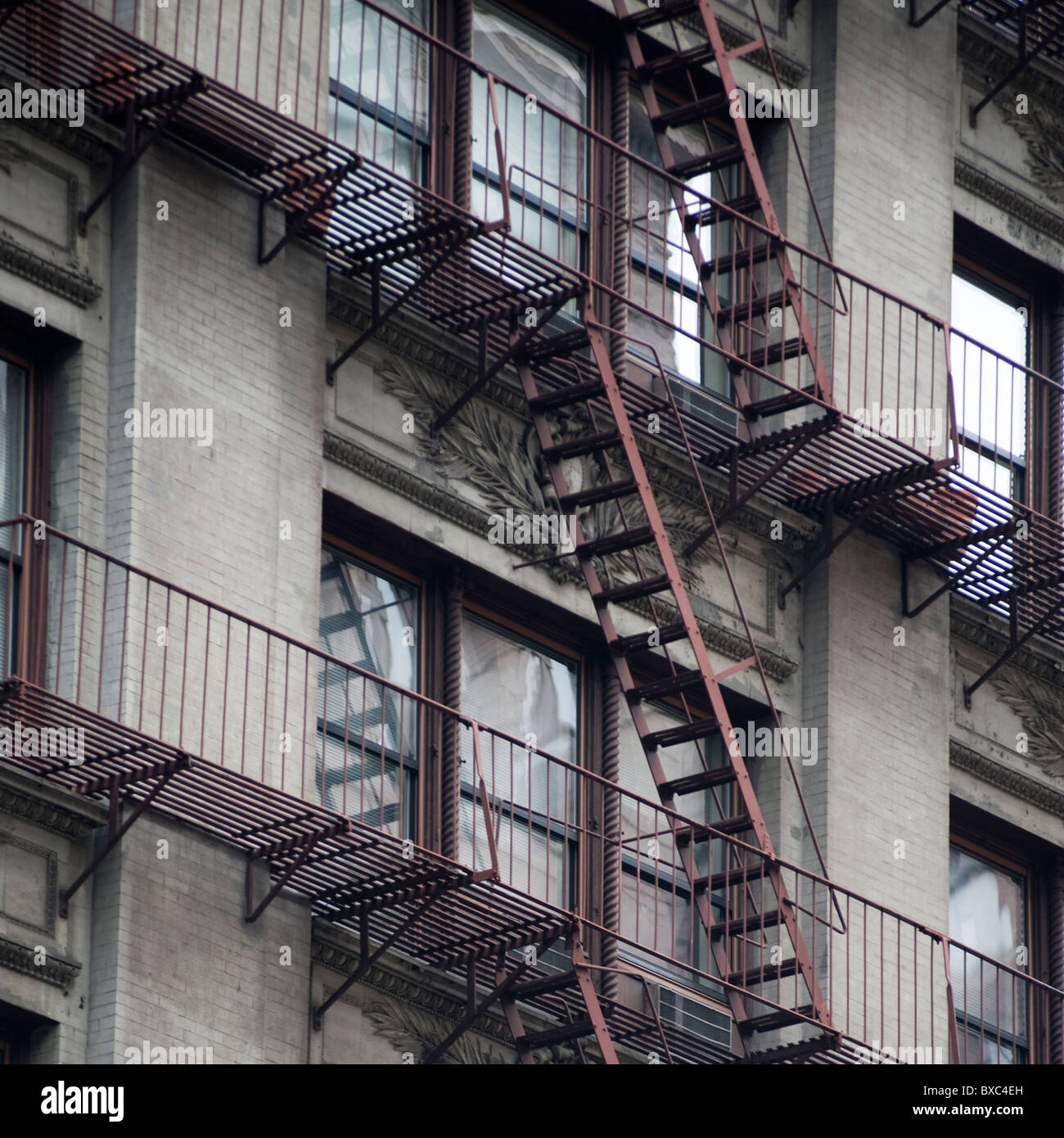 Fire escape on the exterior of a building in Manhattan, New York City ...