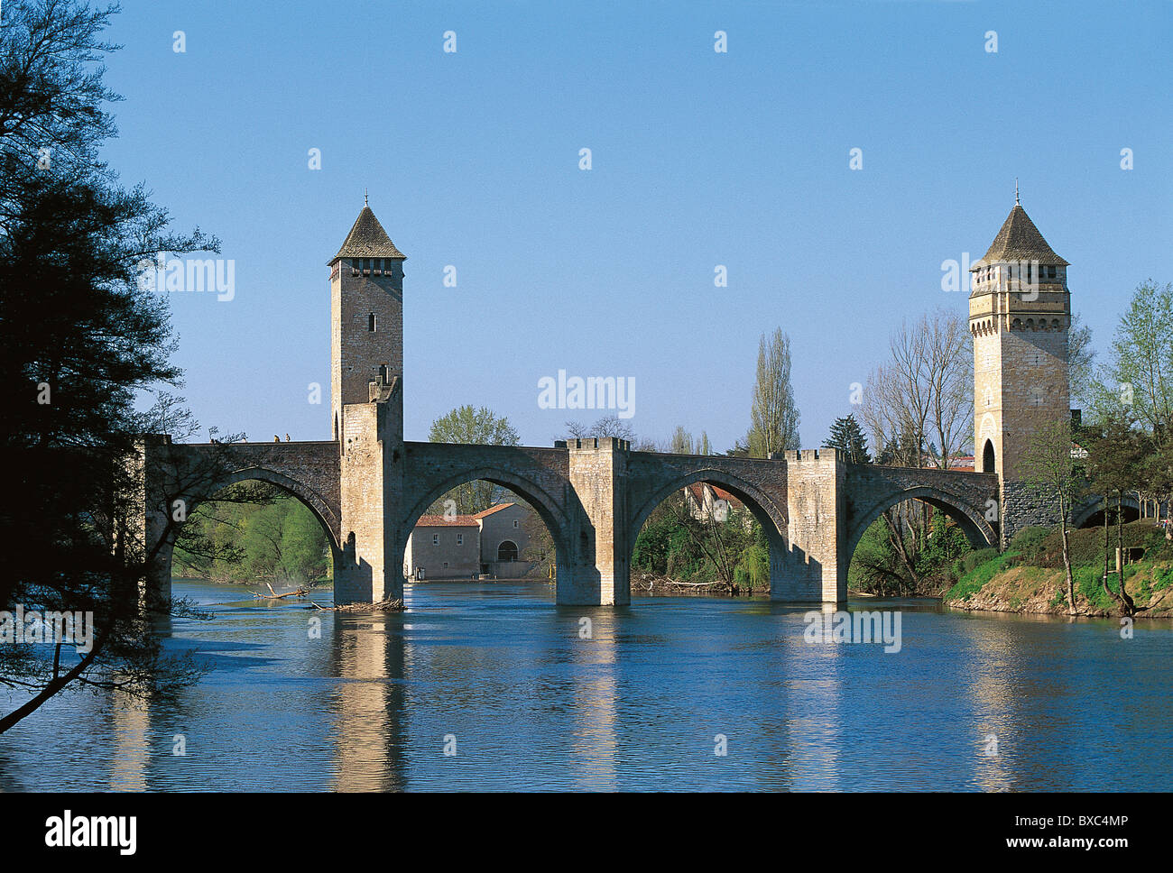 France, Quercy, Lot, Cahors, The Valentre Bridge (14th century Stock ...