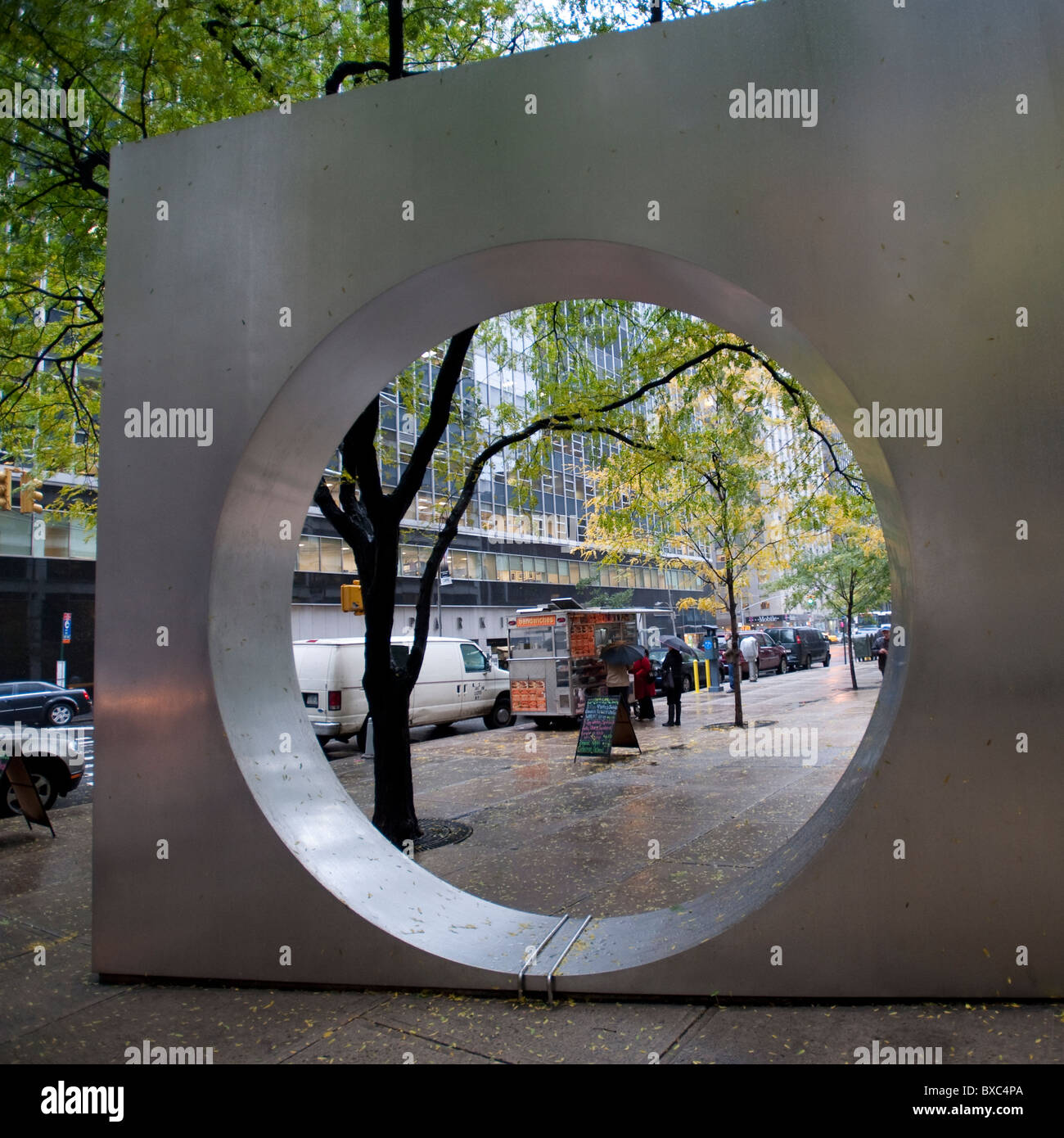 Circular sculpture in Manhattan, New York City, U.S.A Stock Photo - Alamy