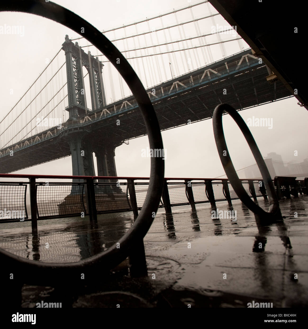 View of the Manhattan Bridge in Manhattan, New York City, U.S.A Stock ...