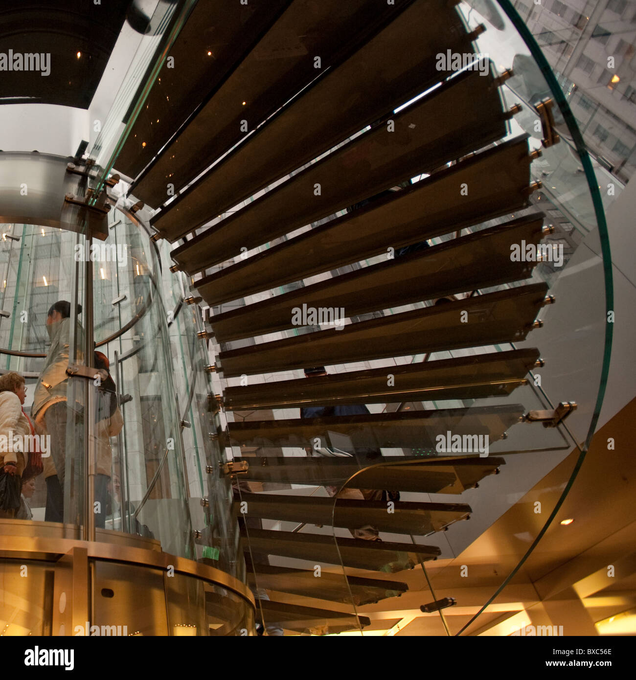 Staircase in the Apple Store in Manhattan, New York City, U.S.A Stock ...