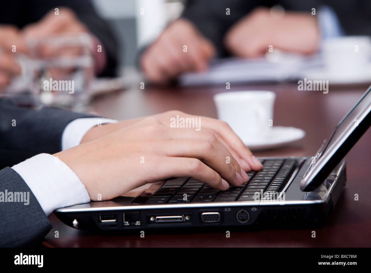 Business background with typing female hands Stock Photo - Alamy