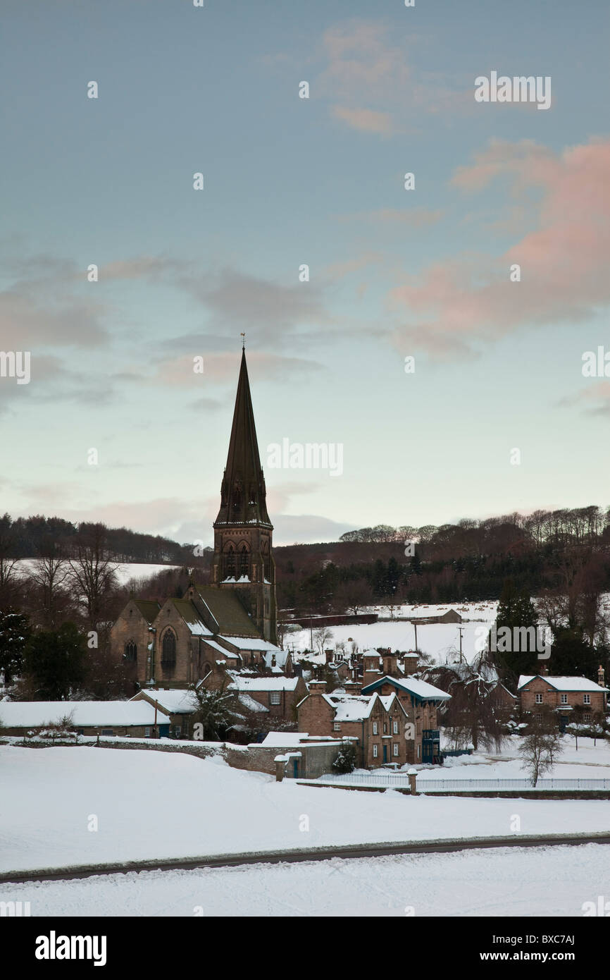 Edensor in Snow Stock Photo - Alamy