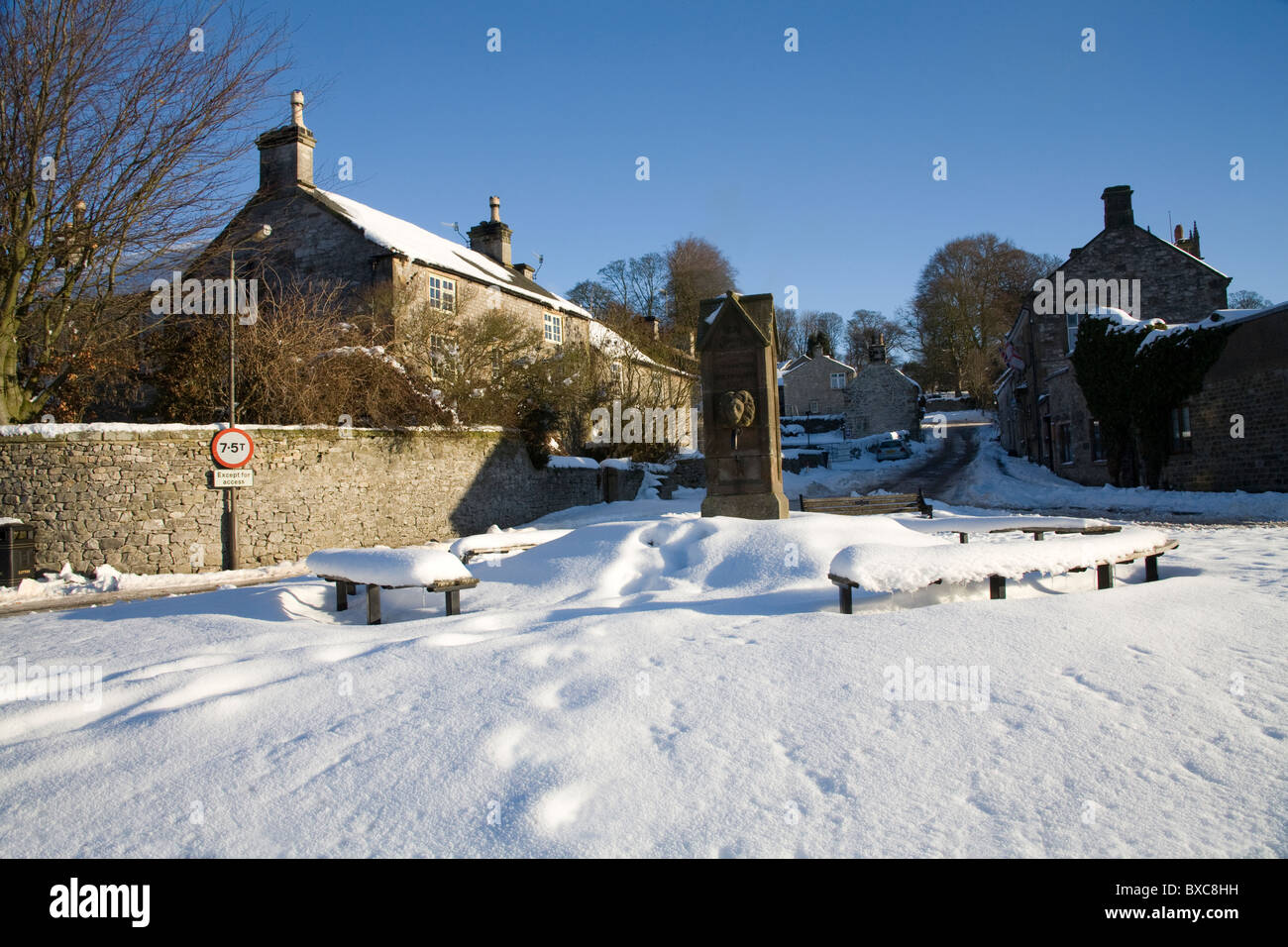 Hartington Peak District Derbyshire England UK December stone carved ...