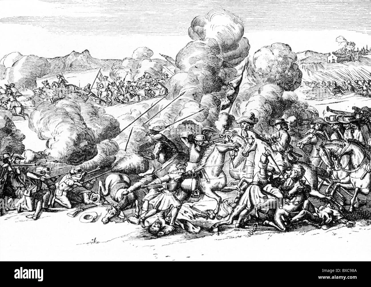 The Battle of Sedgemoor 6th July 1685; Black and White Illustration ...