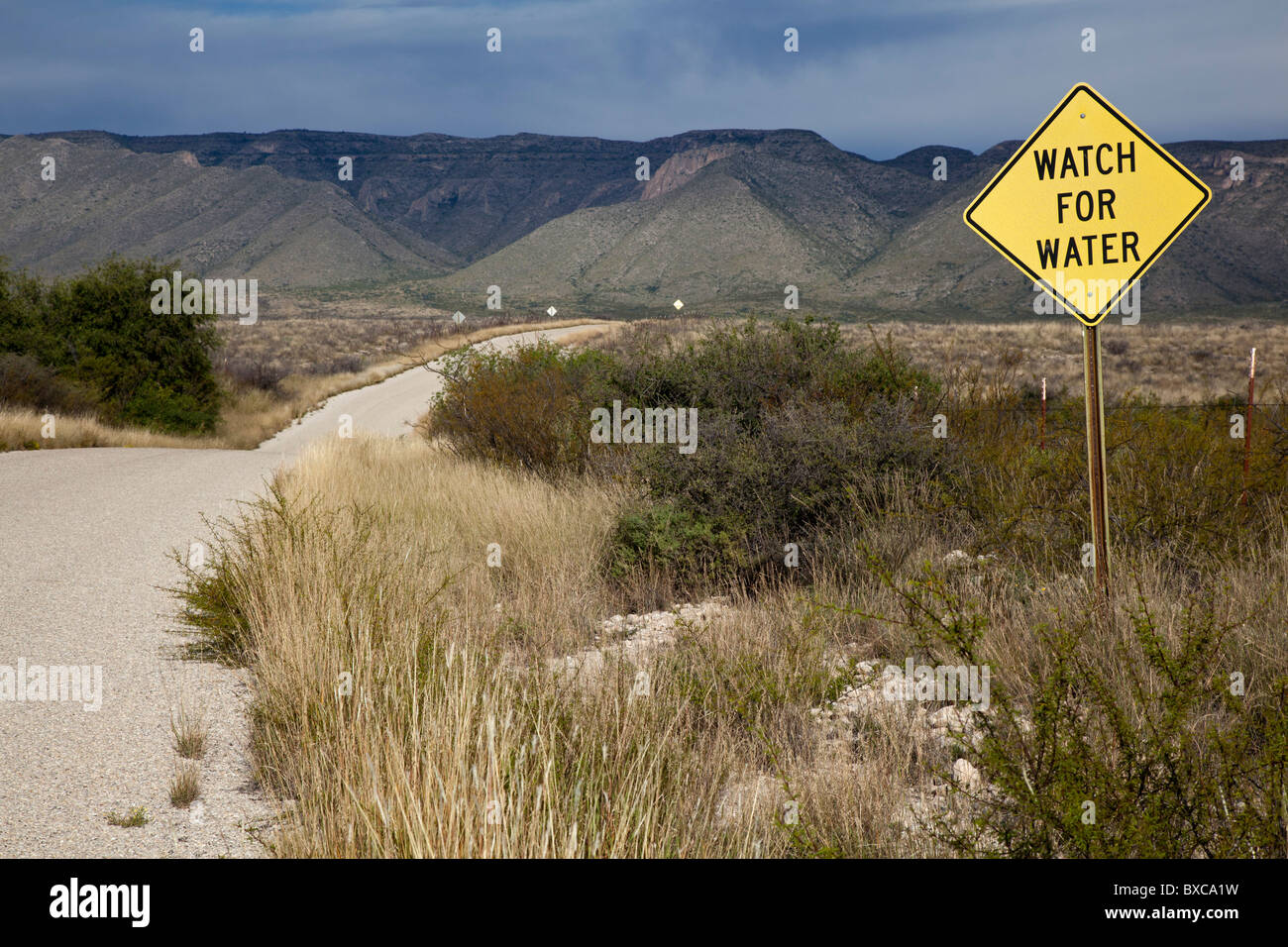 Sign Warns of Water in Desert Stock Photo - Alamy