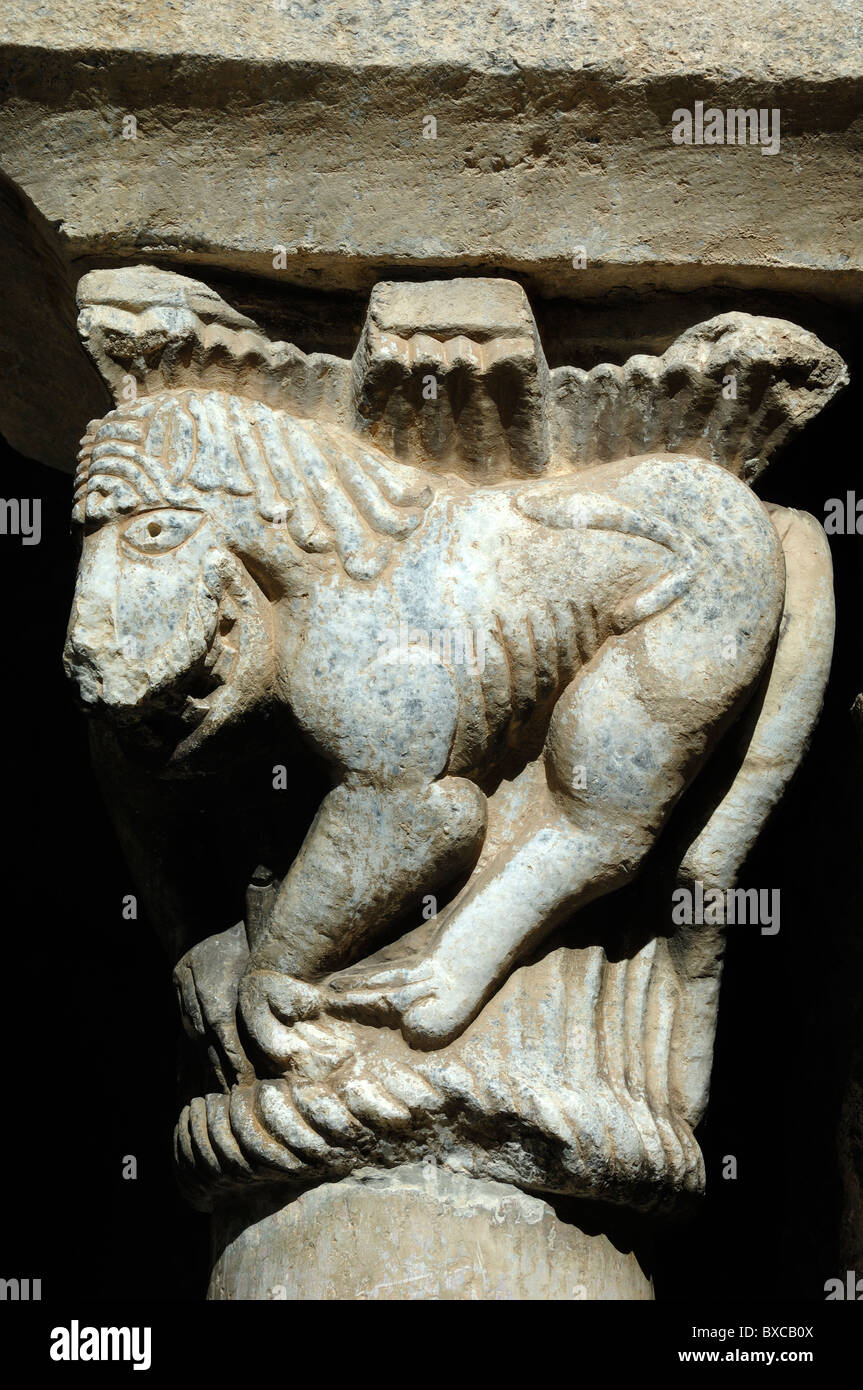 Lion Capital on Column or Capital in the Cloisters of Saint-Martin-du ...