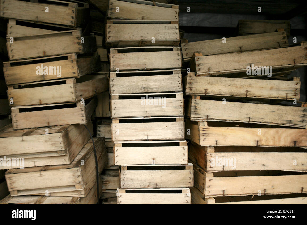 A stack of crates in a harbour Stock Photo - Alamy