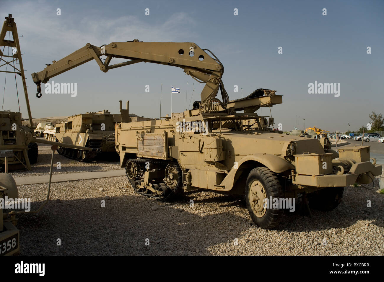 Half Track vehicle with Eyal Crane at the Israeli Armored Corps Museum ...