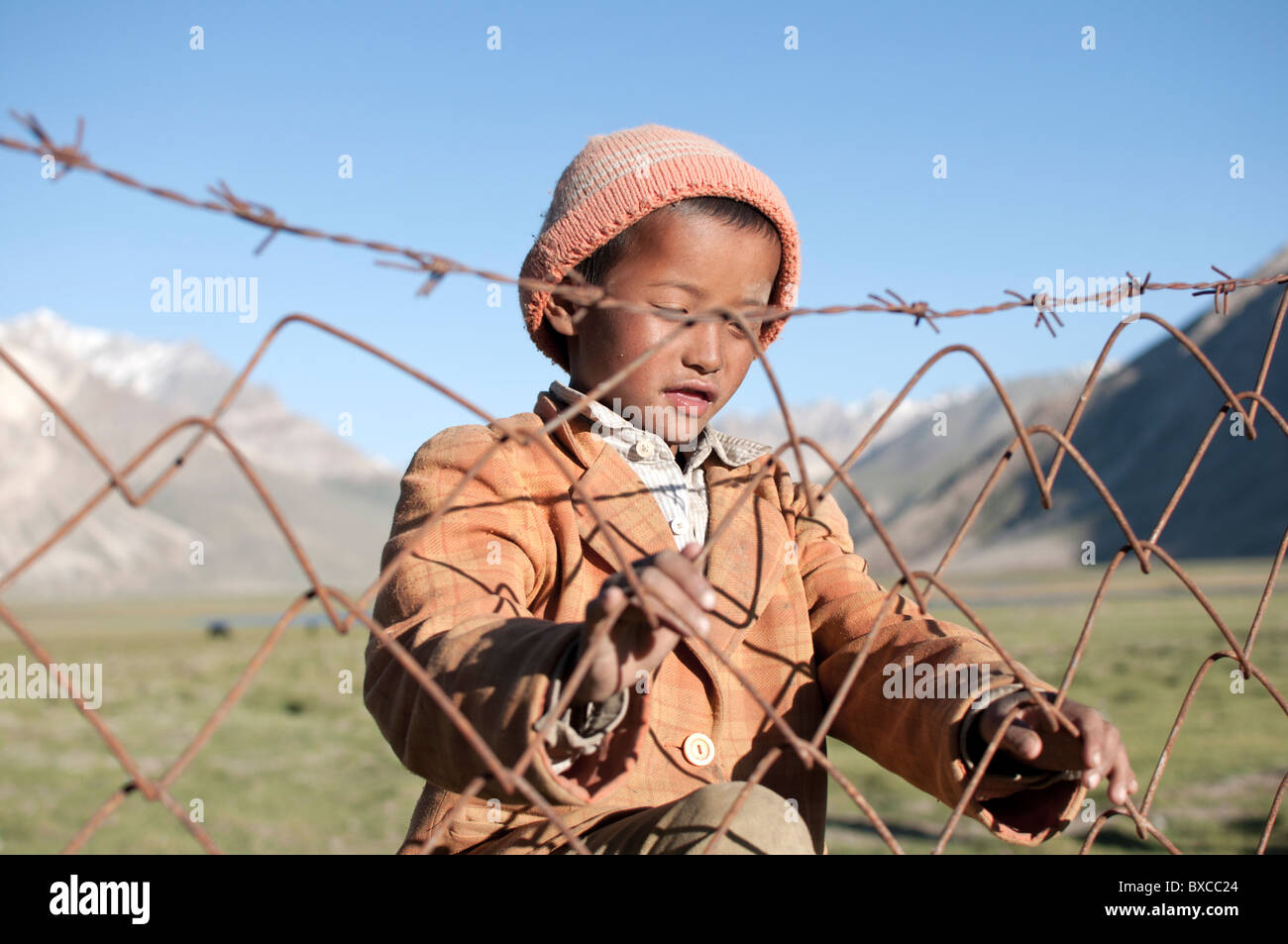 A young boy in the Himalayan area of Zanskar Valley, India Stock Photo ...