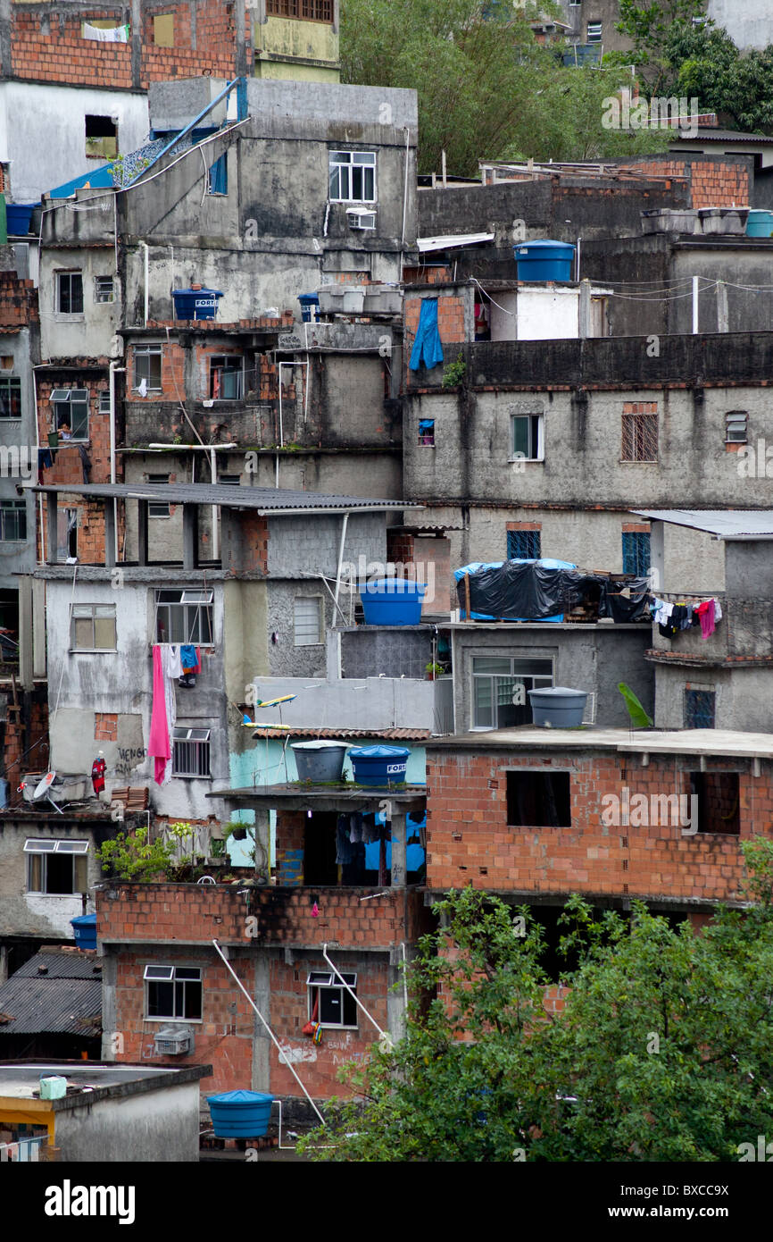 Rio De Janeiro's Rocinha Favela Community - Rooftop view Stock Photo ...