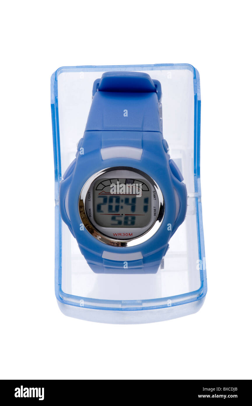 object on white - electronic watch close up Stock Photo - Alamy