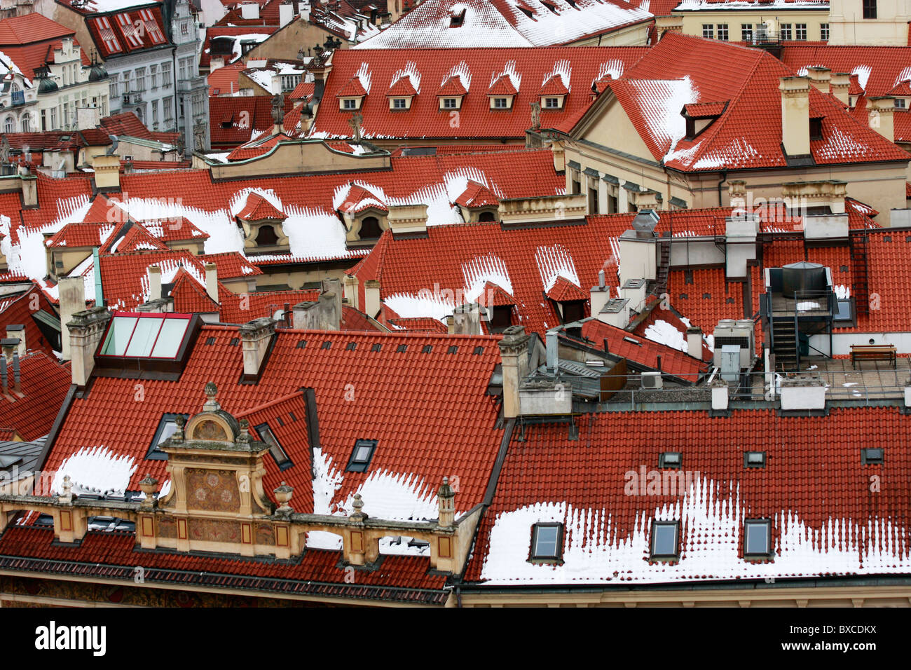 Overview of the Typical red roofs of Prague,capital of Czech Republic ...
