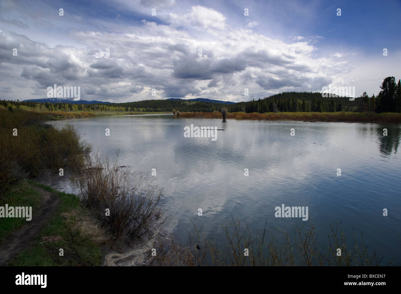 Landscape with river in Yellowstone Stock Photo - Alamy