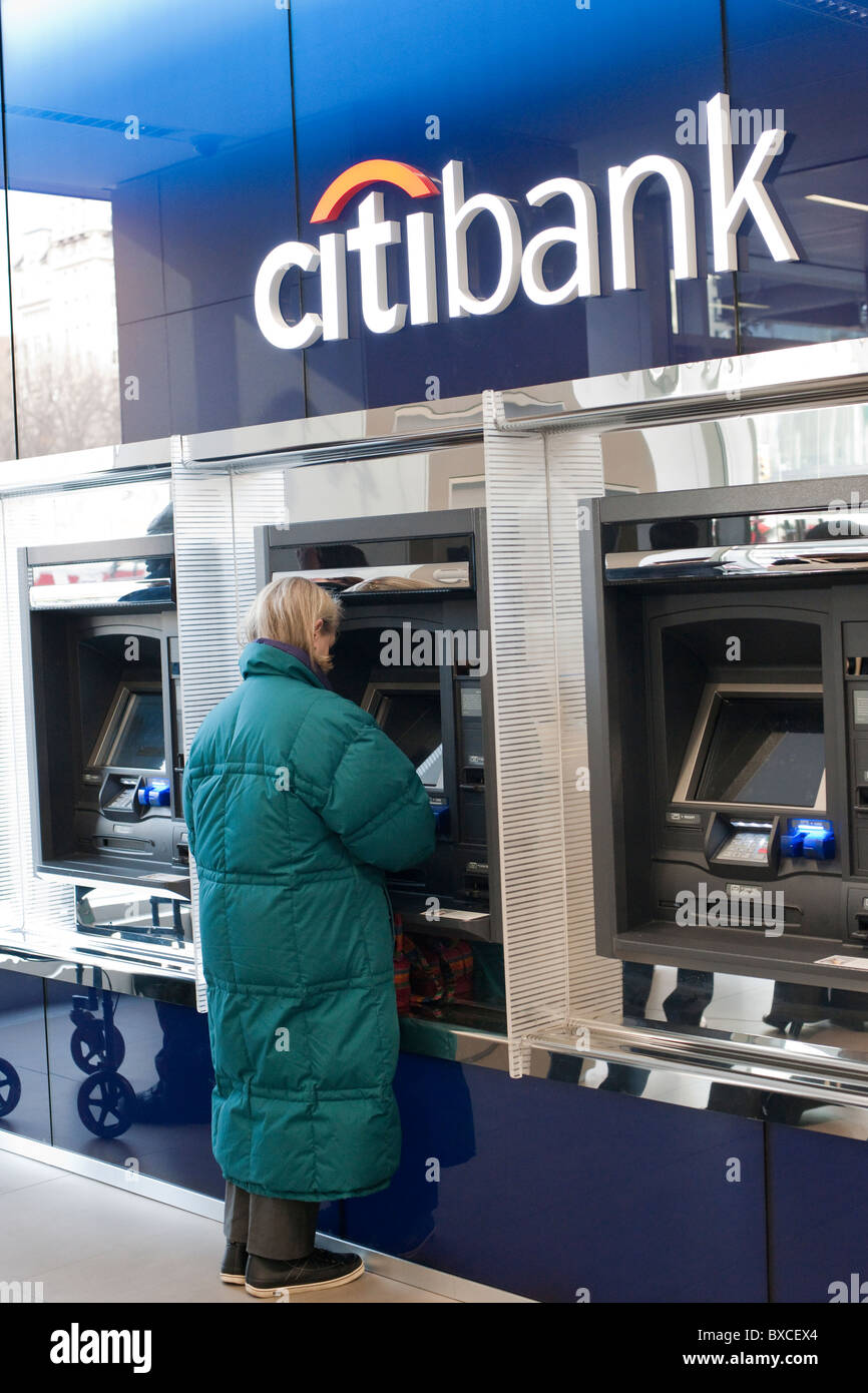 ATM machines in the Citibank new flagship high tech branch in the Union ...