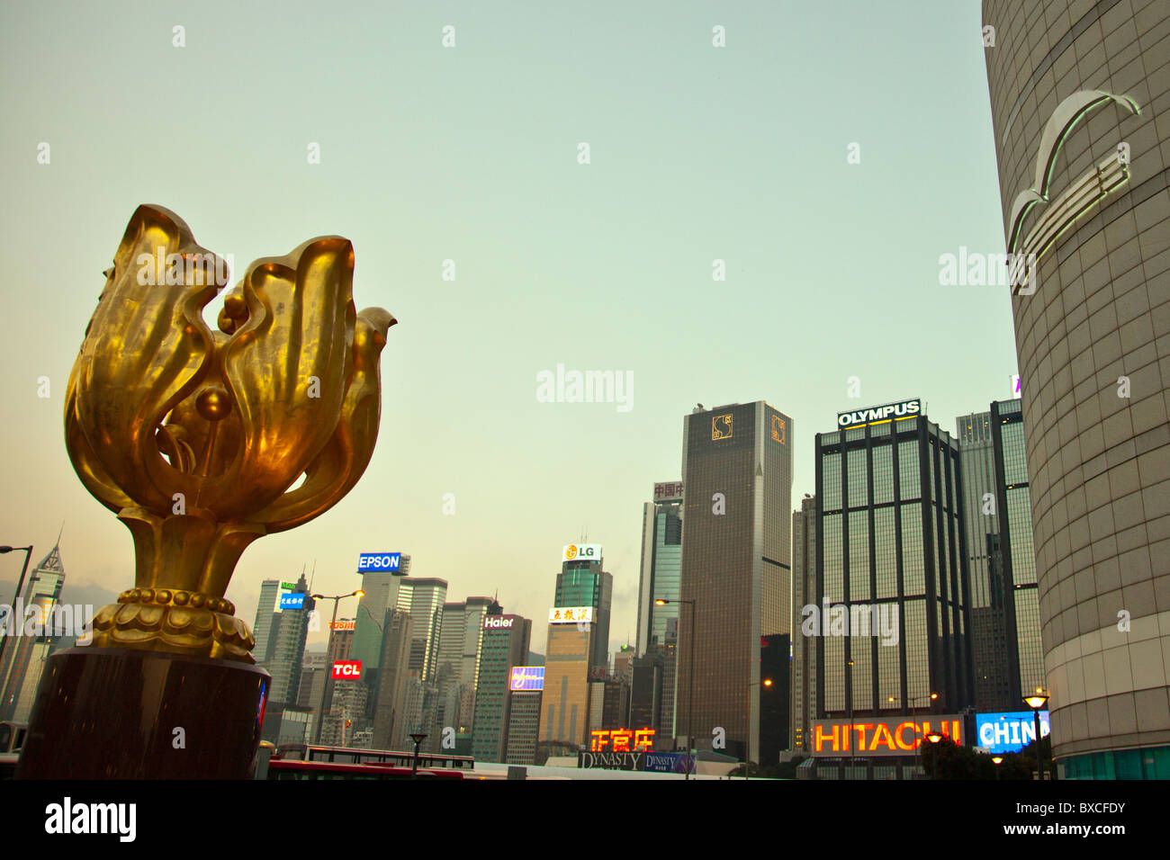 Hong kong emblem golden bauhinia exhibition iconic hi-res stock ...