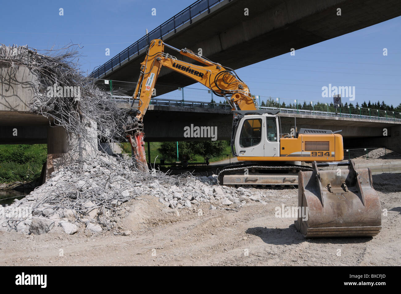 Demolition of a highway bridge Stock Photo - Alamy