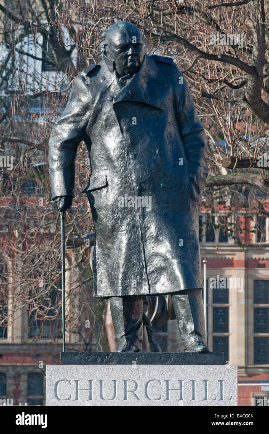 12 foot bronze statue of Sir Winston Churchill in Parliament Square ...