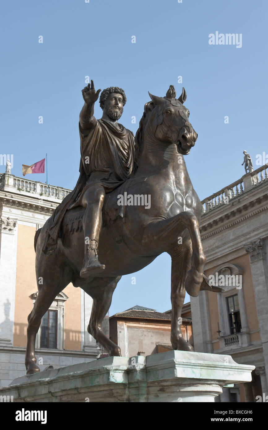 Marcus Aurelius in Piazza del Campidoglio in Rome Stock Photo - Alamy