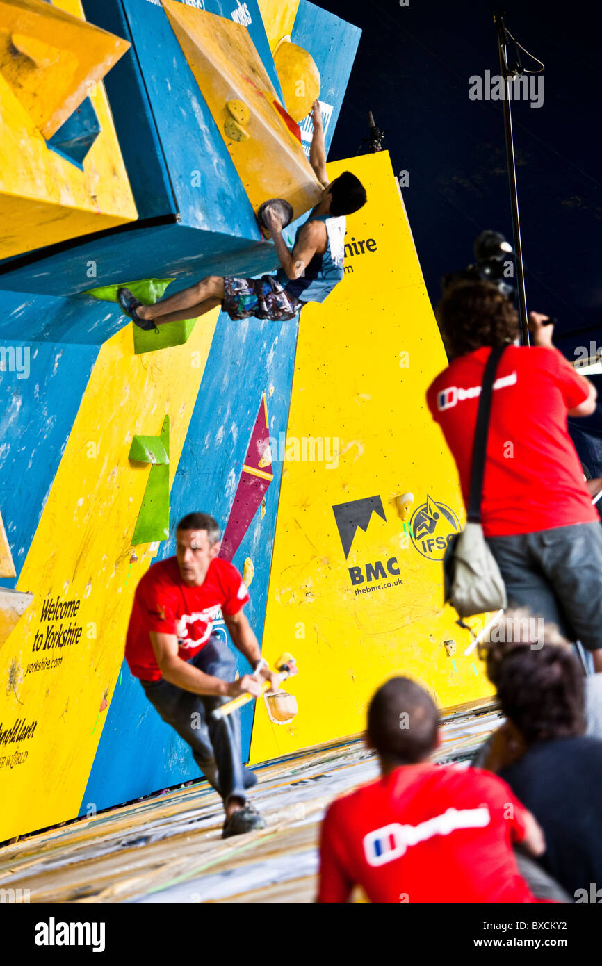 Tsukuru Hori, the Japanese sport climber, competes at the 2010 IFSC ...