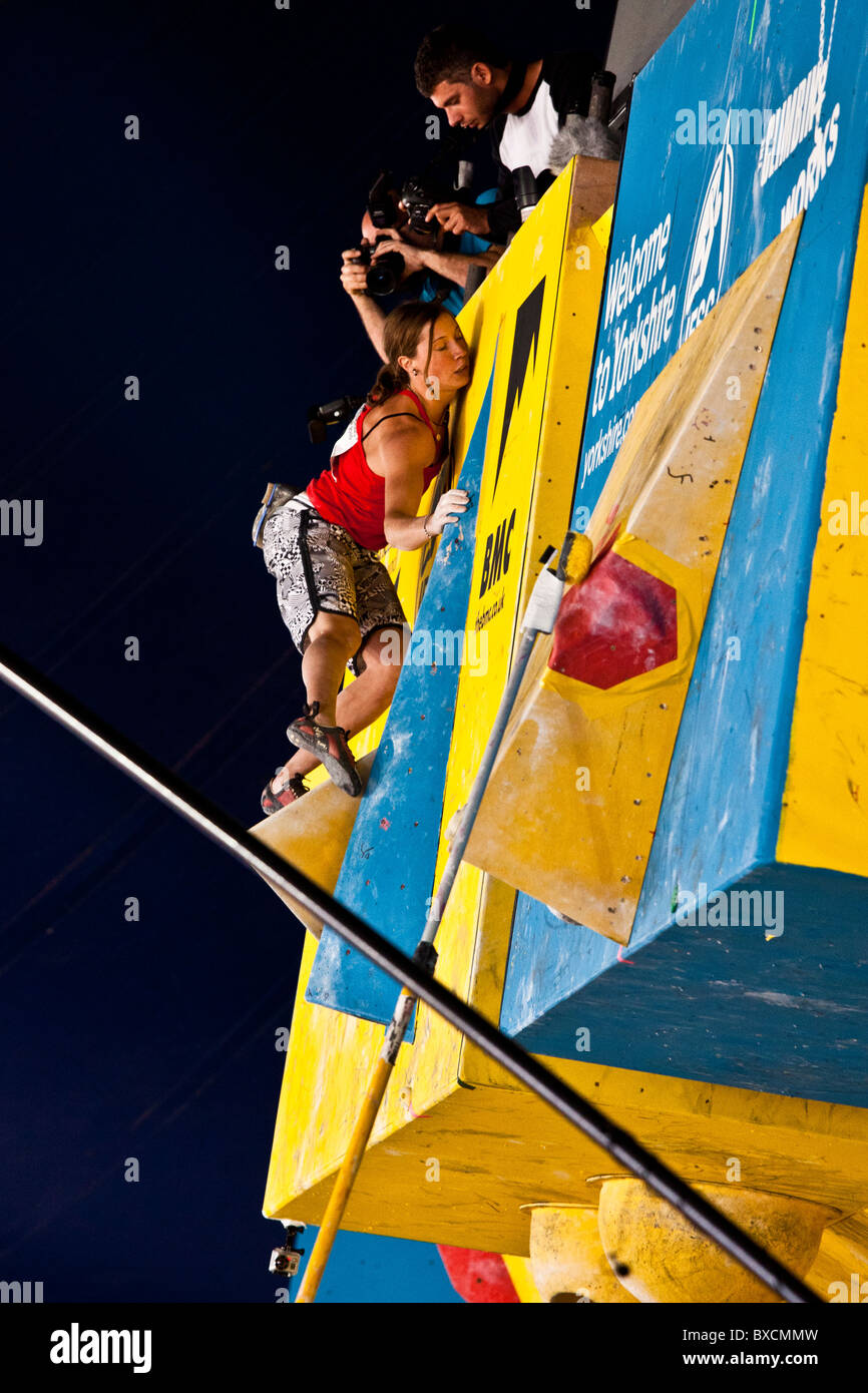 Chloe Graftiaux, the Belgian sport climber, competes at the 2010 IFSC ...