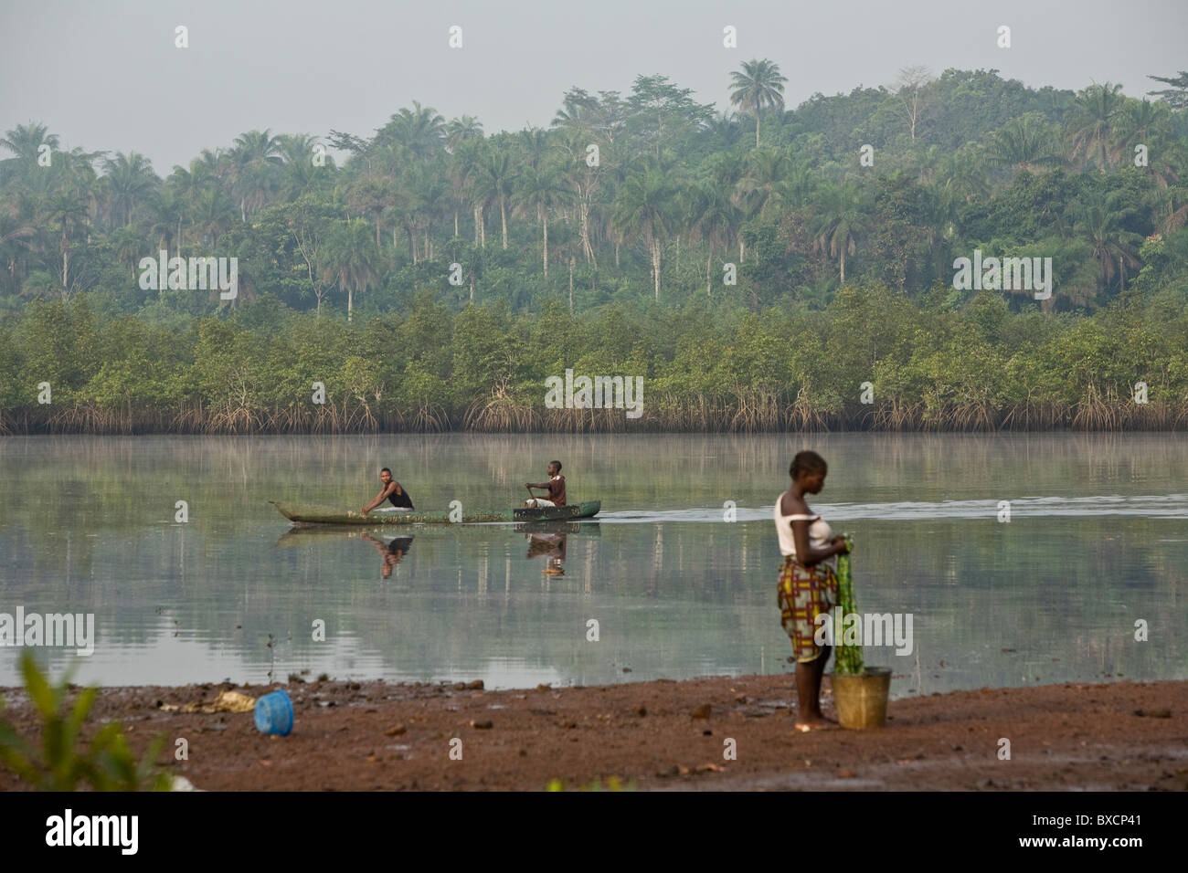 The Sierra Leone River runs through the town of Port Loko, Sierra Leone ...