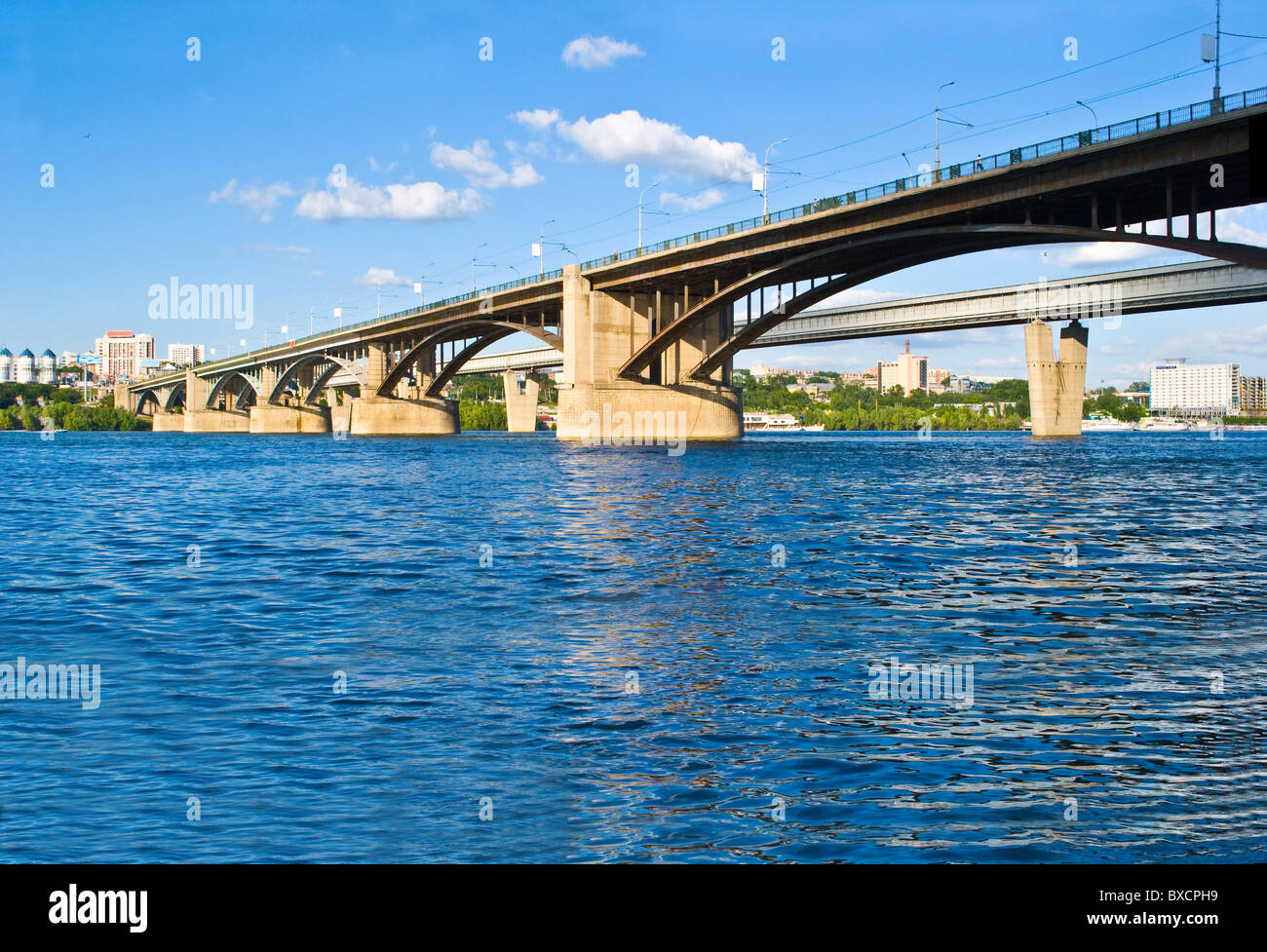 Communal (October) bridge over the River Ob in Novosibirsk Stock Photo ...