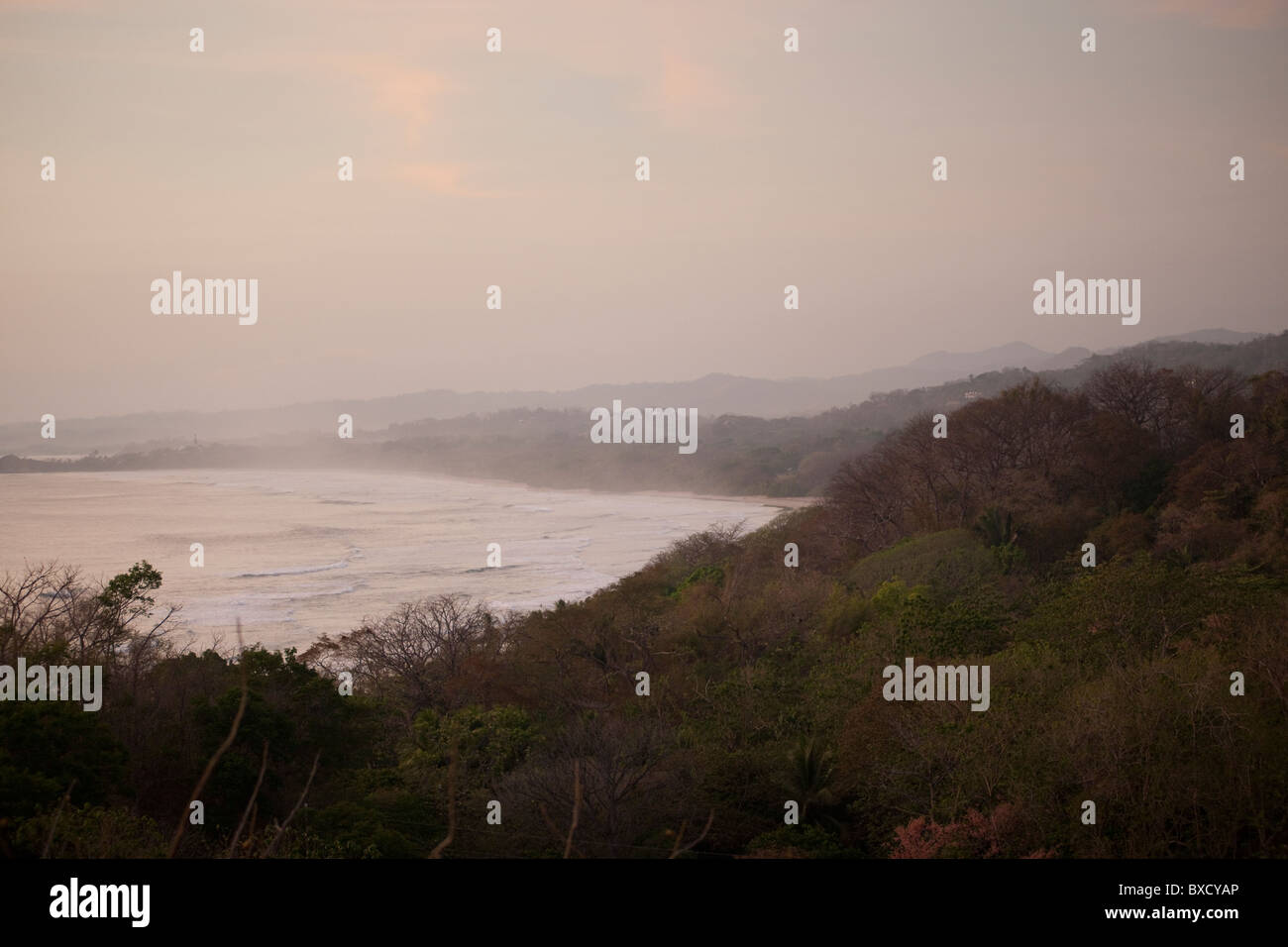 overcast evening landscape of the ocean from the jungle hilltop Stock ...