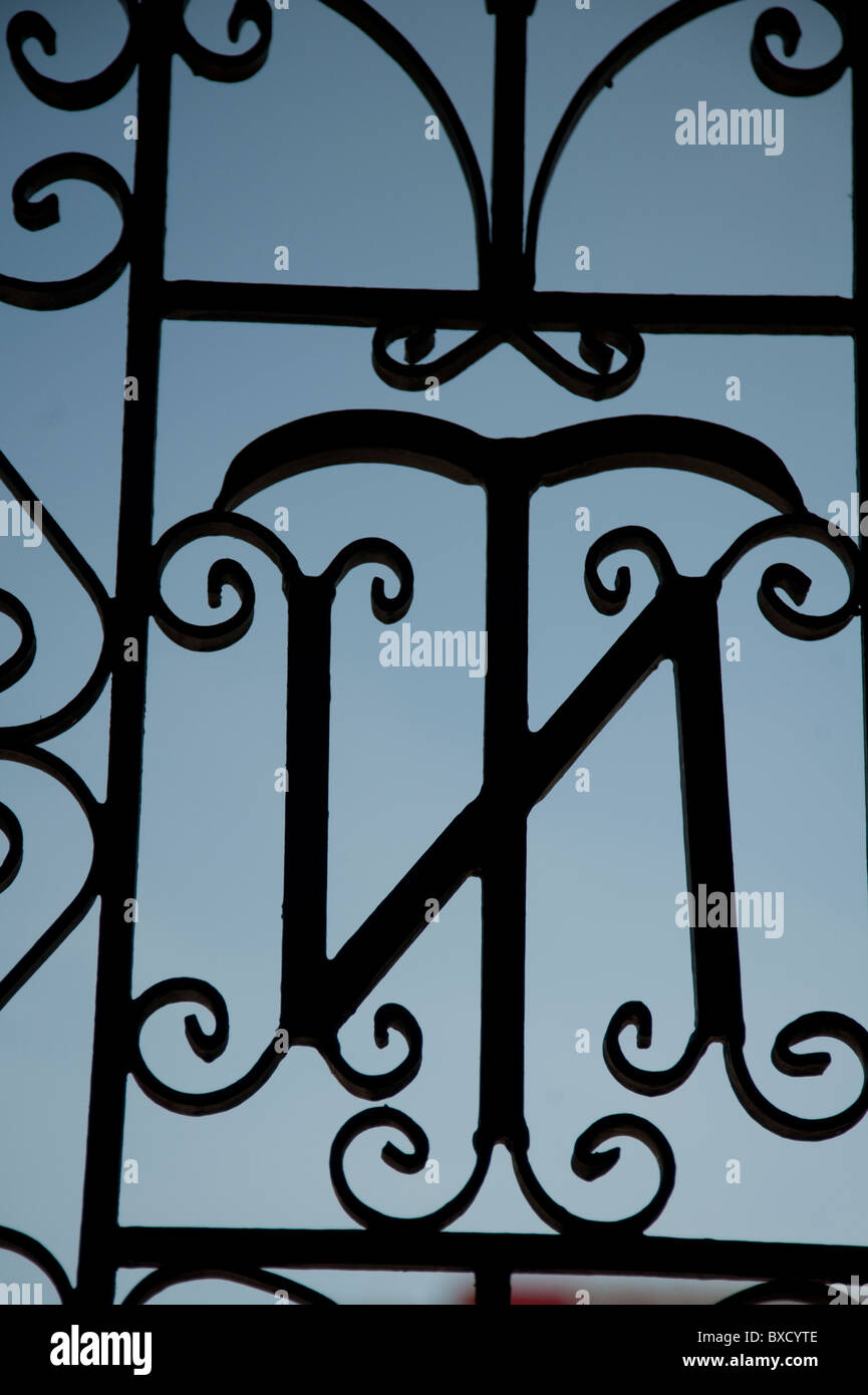 Wrought iron gate detail Stock Photo - Alamy