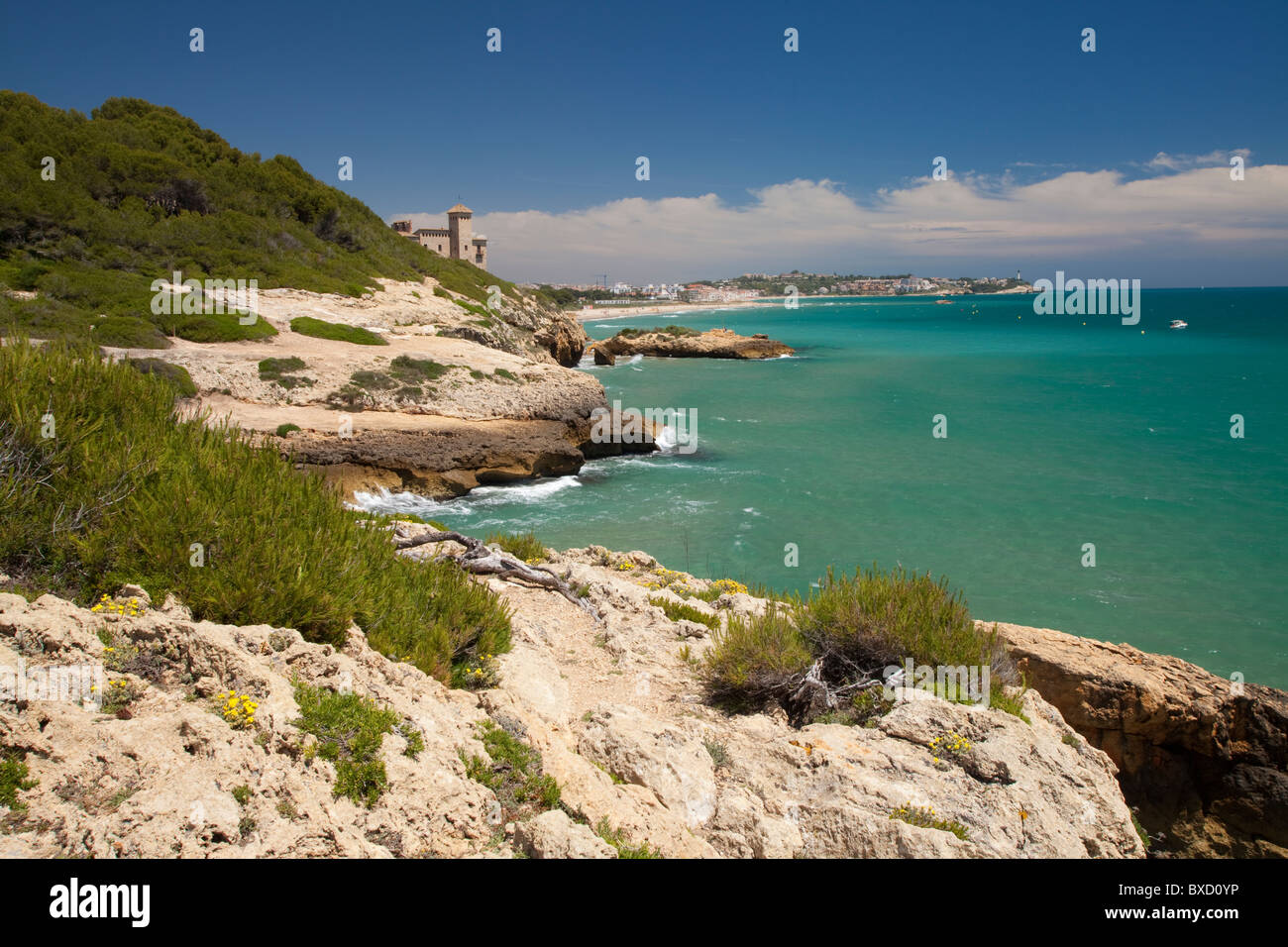 Coast and Castle of Tamarit, Altafulla, Tarragones, Tarragona, Spain ...
