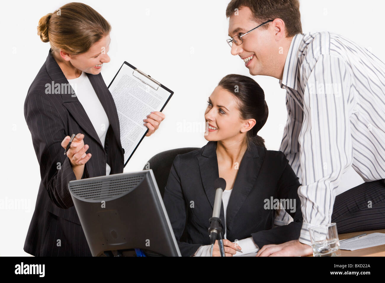 Business woman suggest a new idea of work to her colleagues Stock Photo ...