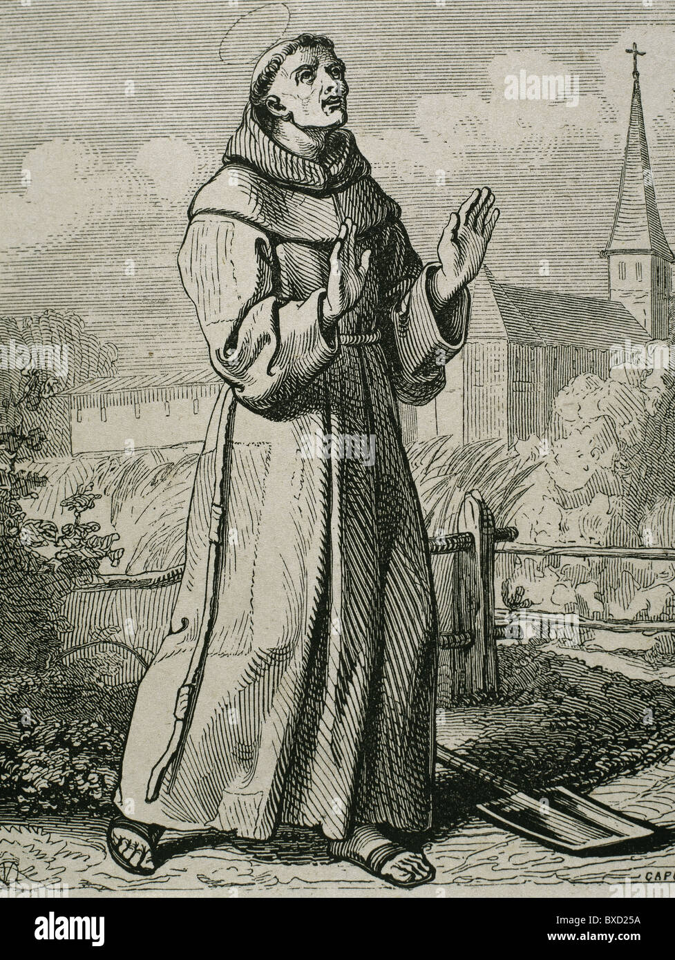 Saint Paschal Bailon (1540-1592). Spanish Franciscan friar. Engraving ...
