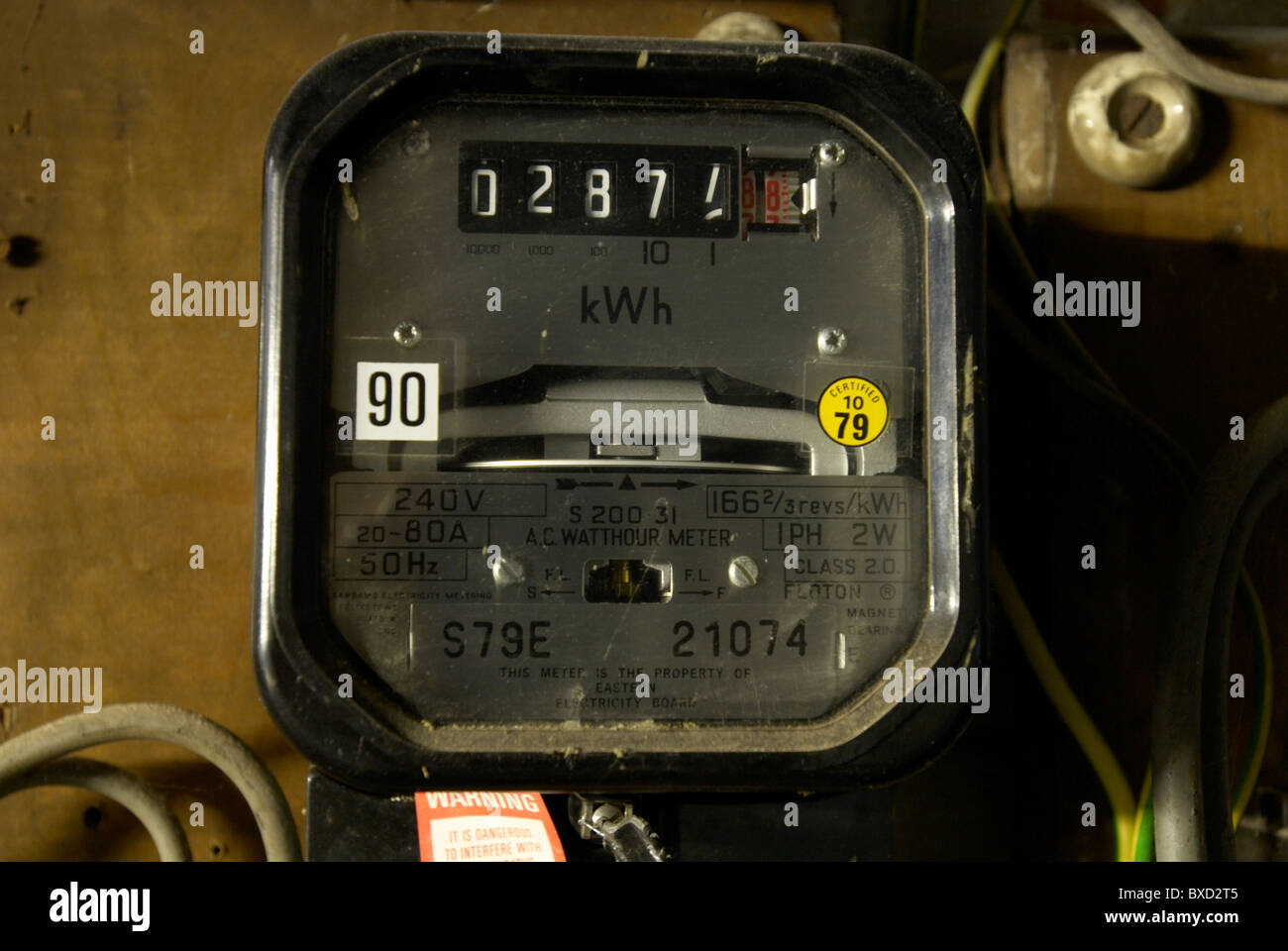 Old electrical installation with meter Stock Photo - Alamy
