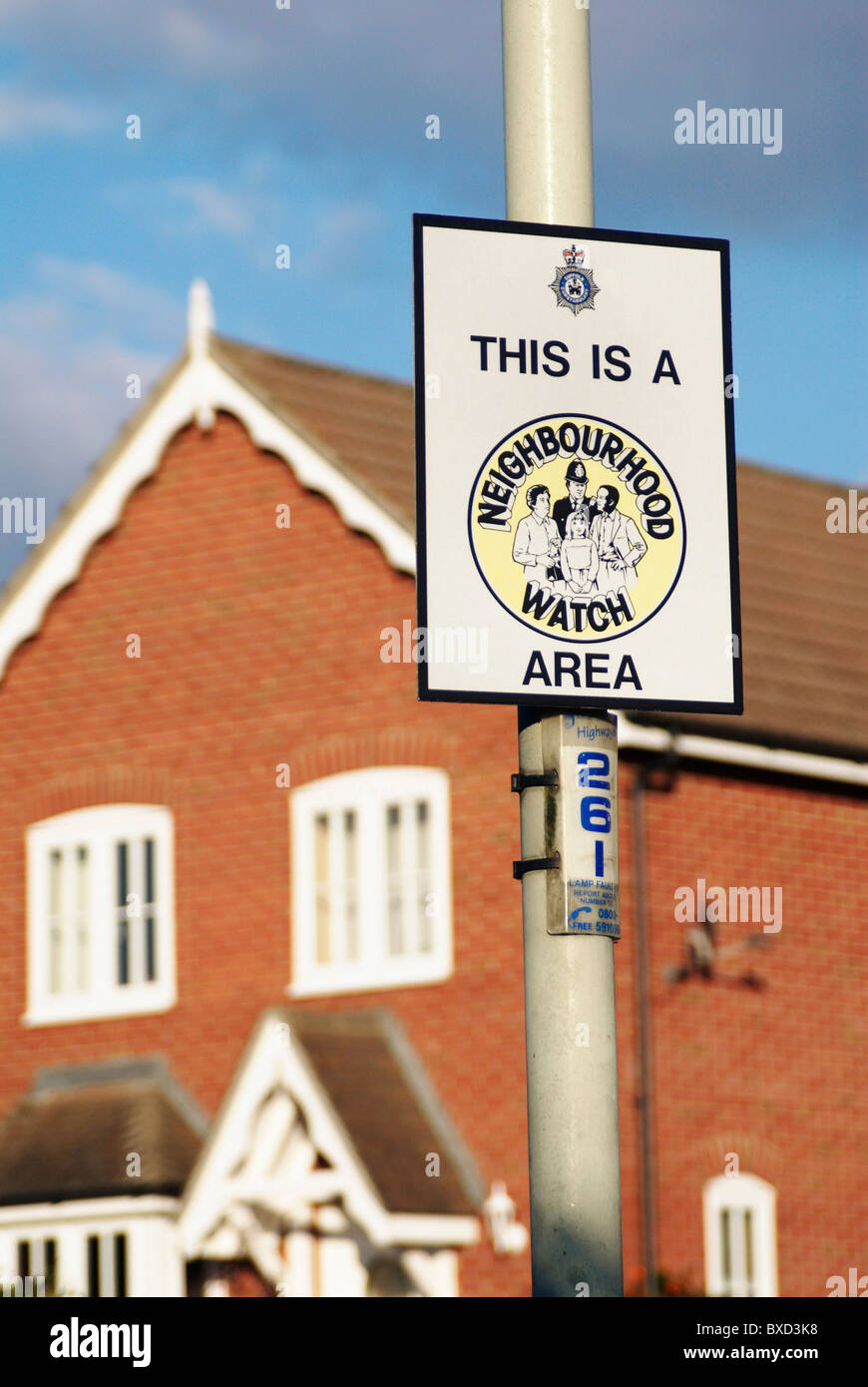 Neighbourhood watch area sign in a housing development Stowmarket UK ...