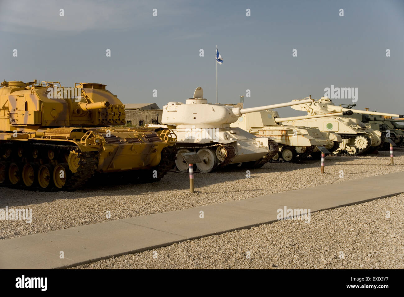 A line of tanks at the Israeli Armored Corps Museum at Latrun, Israel ...